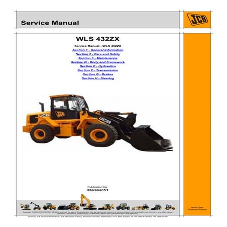 JCB WLS 432ZX Wheeled Loader Service Repair Manual SN01506500-01507476.pdf