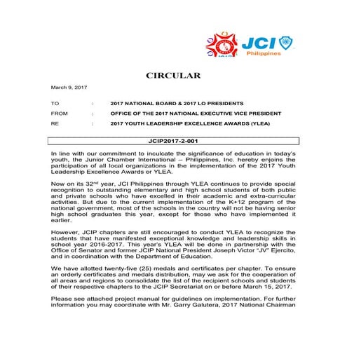 YLEA Circular | PDF
