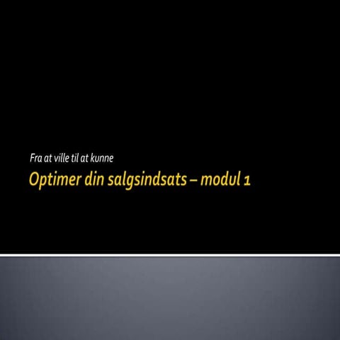 Optimer din salgsindsats - modul 1 | PPT
