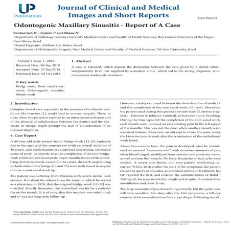 Odontogenic Maxillary Sinusitis – Report of a Case | PDF