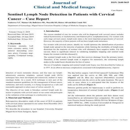 Sentinel Lymph Node Detection in Patients with Cervical Cancer – Case ...