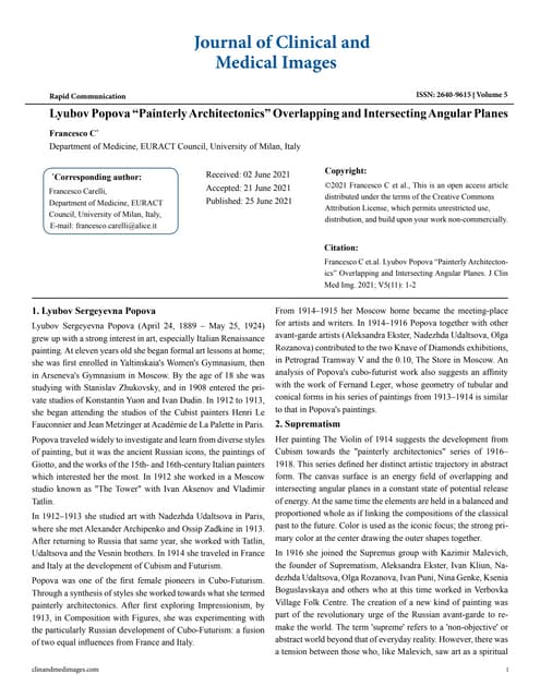 Lyubov Popova “Painterly Architectonics” Overlapping and Intersecting ... Lyubov Popova “Painterly Architectonics” Overlapping and Intersecting ...