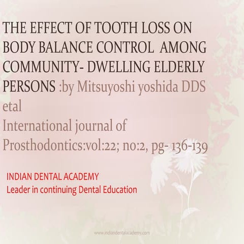 Jc on the effect of tooth loss on body balance control/certified fixed ...