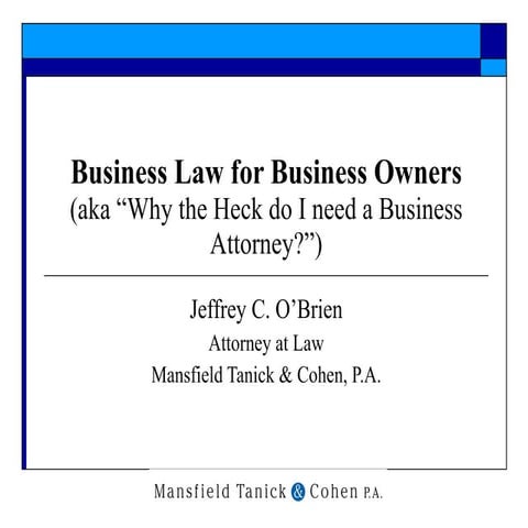 Business Law 101 for Business Owners | PPT