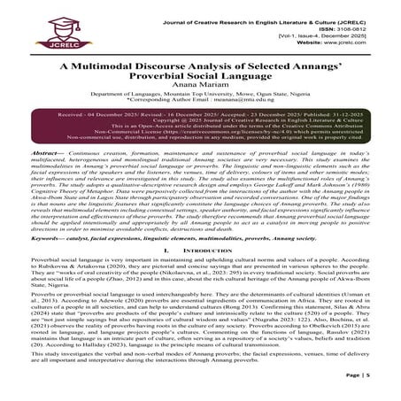 A Multimodal Discourse Analysis of Selected Annangs’ Proverbial Social ...