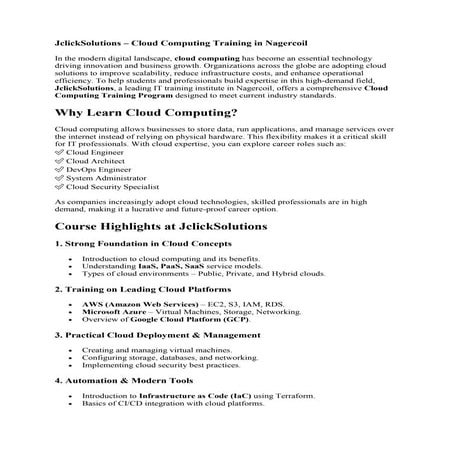 Cloud Computing in Nagercoil Cloud Computing in Nagercoil | PDF
