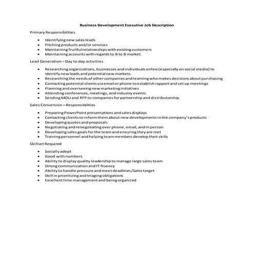 Jd business development executive | DOCX