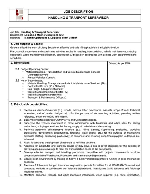 JD - SEA FREIGHT SUPPLY OFFICER | PDF