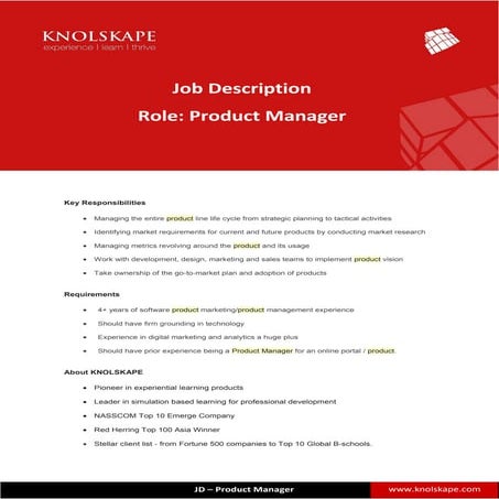 Jd product manager | PDF