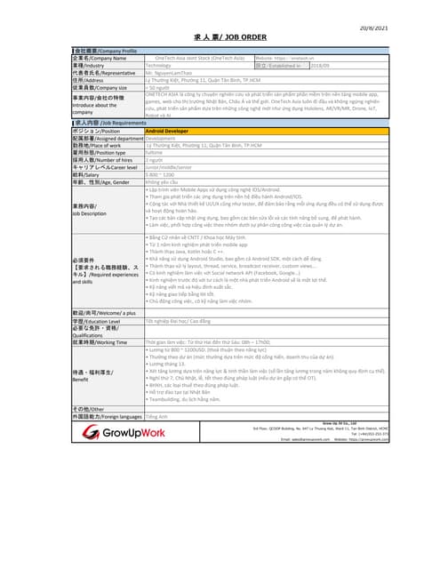 [Job Description] UI UX Designer | PDF