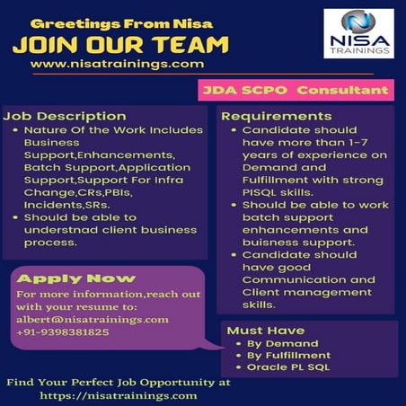 JDA SCPO Consultant | PDF