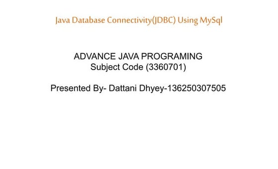 Introduction to Java Database Connectivity (JDBC) | PPT Introduction to Java Database Connectivity (JDBC) | PPT