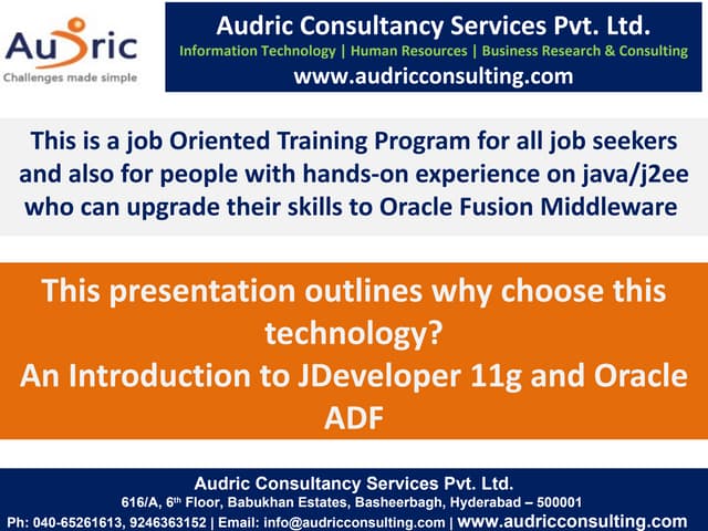 J Developer Oracle Adf Introduction Ppt
