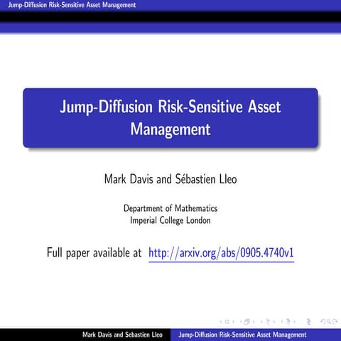 Jump-Diffusion Risk-Sensitive Asset Management | PPT