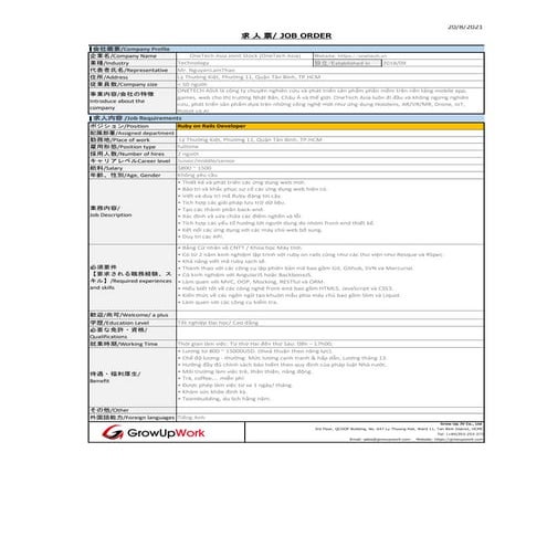 [Job Description] Ruby on rails Developer | PDF