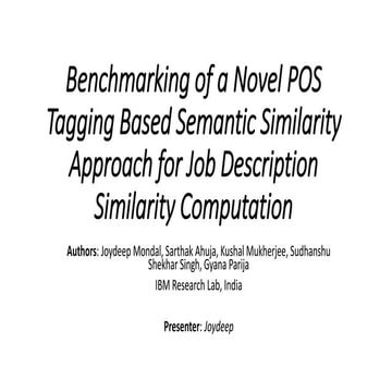 Benchmarking Of A Novel Pos Tagging Based Semantic Similarity Approach For Job Description 