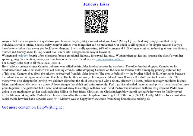 Jealousy Essay | PPT Jealousy Essay | PPT