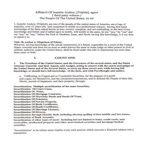 Affidavit of Jeanette Audrey (Triplett) - A Must Read | PDF