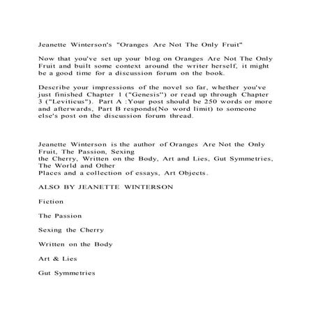 Jeanette wintersons oranges are not the only fruit now that | DOCX ...