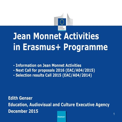 Jean Monnet Activities in Erasmus+ call 2016 | PPT
