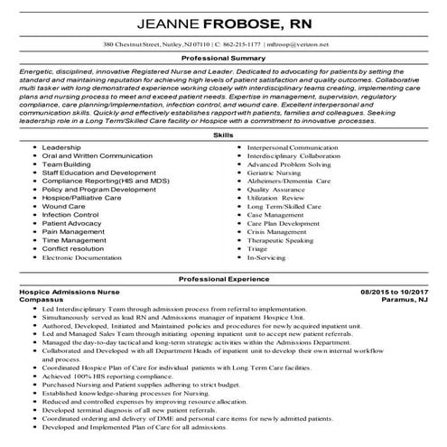 RN Resume Jeanne Frobose | DOCX | Healthcare Industry | Industries