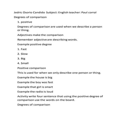 ENGLISH NOTES FOR GRADE 3 ENGLISH SUBJECT | DOCX