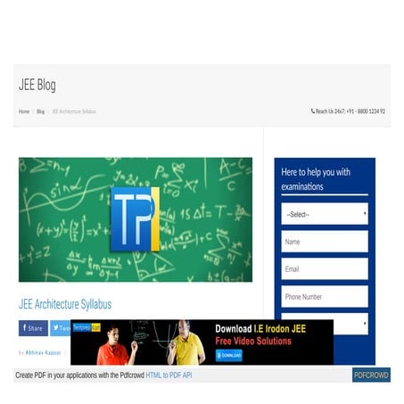 Jee Architecture Syllabus Testprepkart Ppt