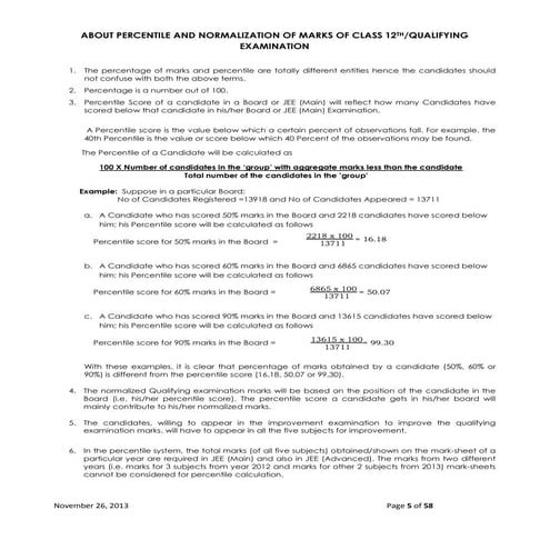 Jee main 2014 normalisation procedure | PDF