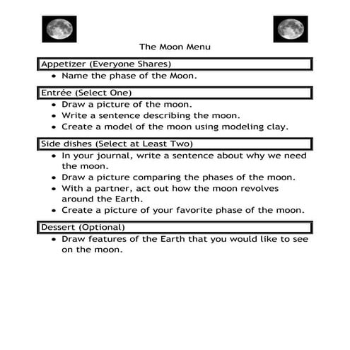 Jefferson 4th grade moon menu | DOCX