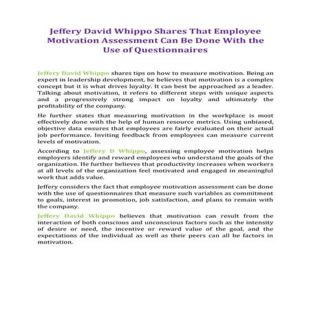 Jeffery Whippo Shares Strategies for Understanding Employee Motivation.pptx