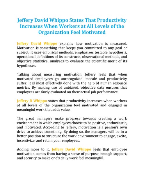 Jeffery David Whippo Explains Different Ways To Measure Motivation Pdf