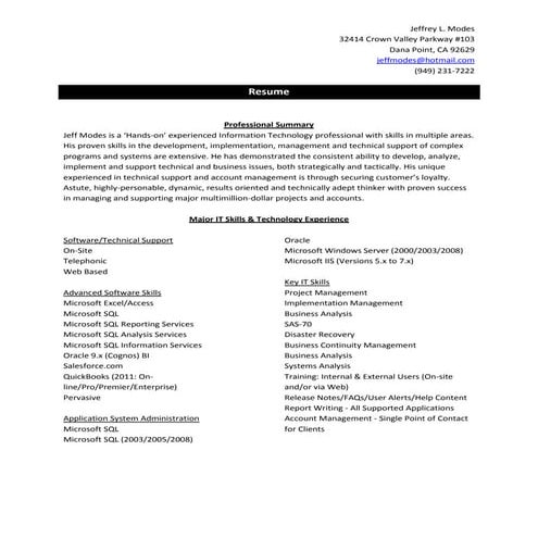 Jeff Modes Resume | PDF