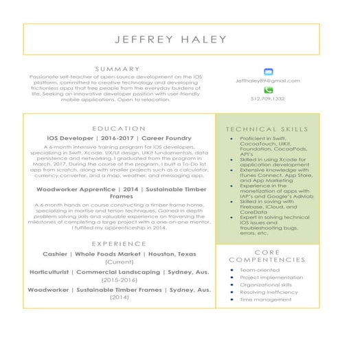 Jeffrey Haley - Resume | PDF | Woodworking | Arts and Crafts