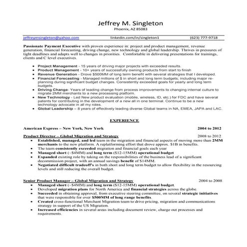 Jeffrey M Singleton 2013 resume | DOC