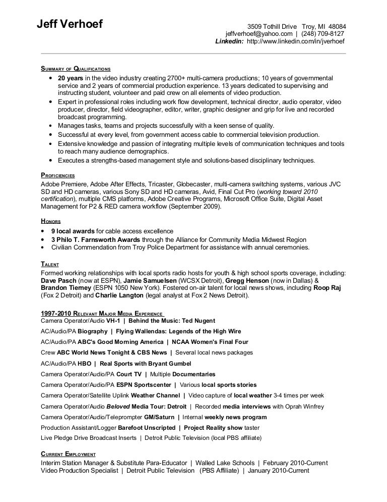 Jeff Verhoef Resume April 2010