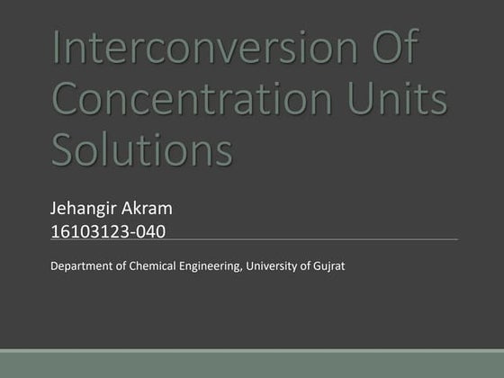 Concentration units | PPTX | Chemistry | Science