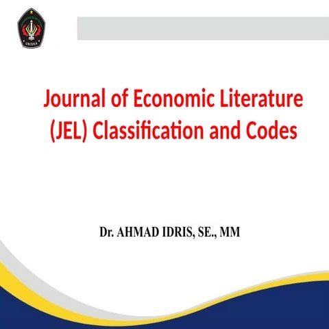 Journal of Economic Literatur (JEL) Classification and Codes dalam ...