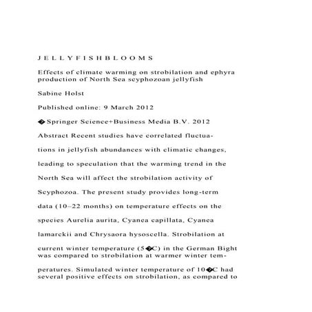 J E L L Y F I S H B L O O M SEffects of climate warming on.docx