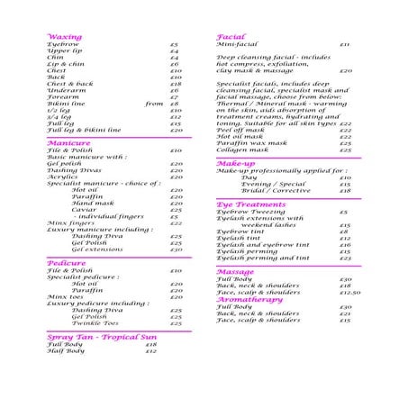 Dunhill Spa barber pricelist | PDF