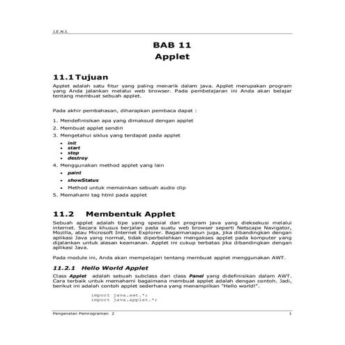 Jeni Intro2 Bab11 Applet | PDF