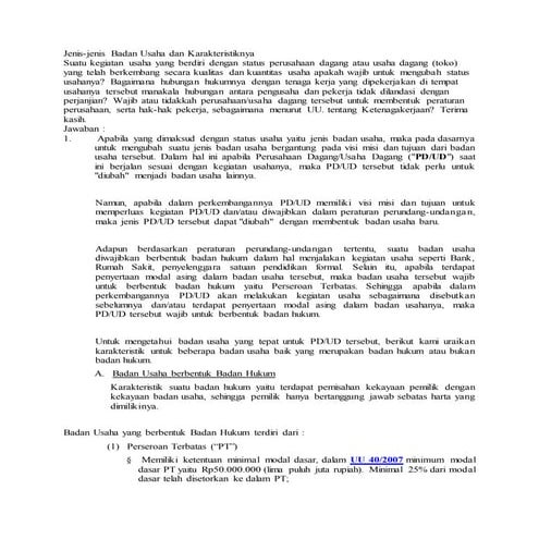 Jenis jenis badan usaha | DOCX