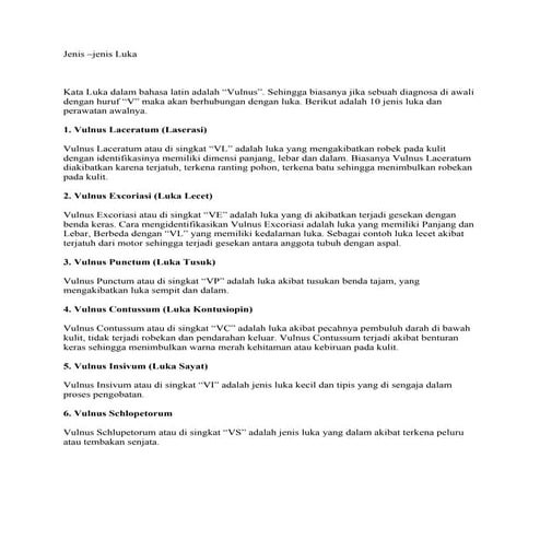 Jenis-jenis luka terbuka pada tubuh manusia | PDF