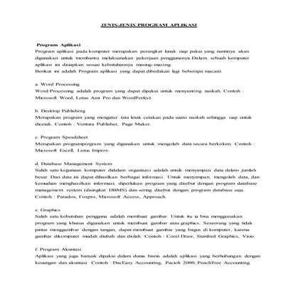 Jenis jenis program aplikasi | DOCX