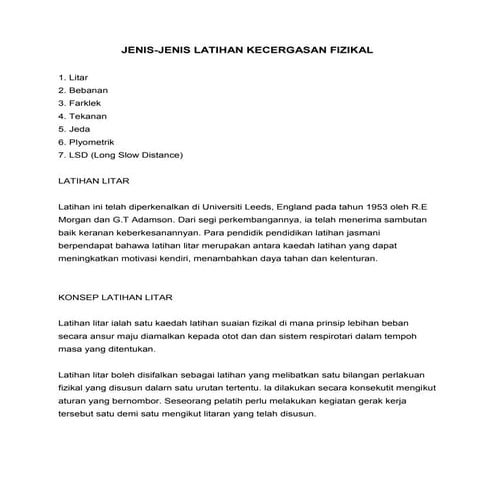 Jenis2 latihan | DOCX