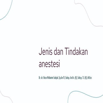 Jenis dan tindakan anestesi di ruang kamar operasi | PDF