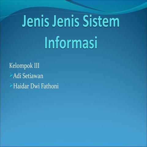 Jenis jenis sistem informasi | PPS