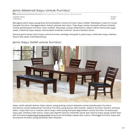 Jenis material kayu untuk furnitur | PDF