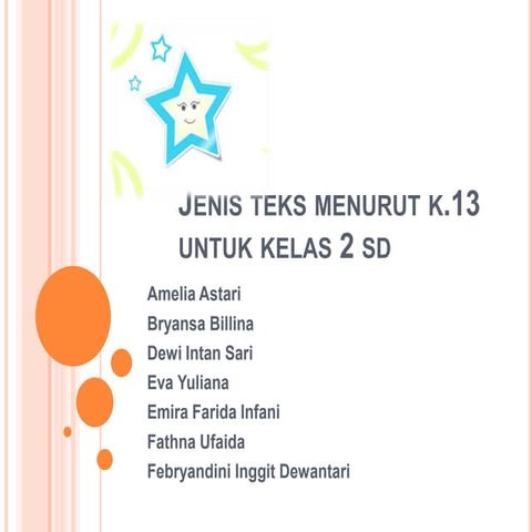 macam-macam teks menurut kurikulum 2013 untuk kls 2 SD | PPTX