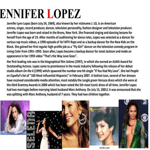 Jennifer Lopez | PPTX | Music | Entertainment