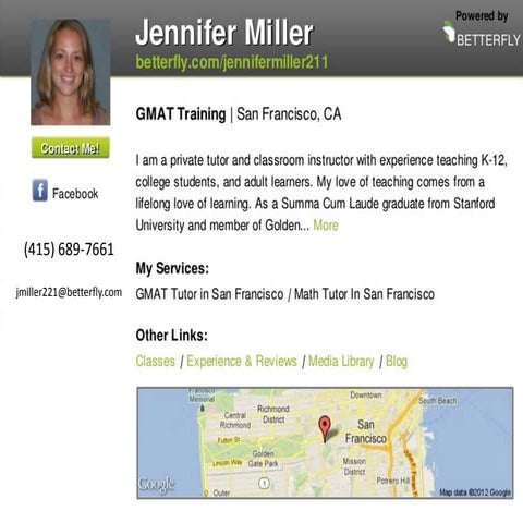 Jennifer Miller Math Tutor San Francicso, CA | PPT
